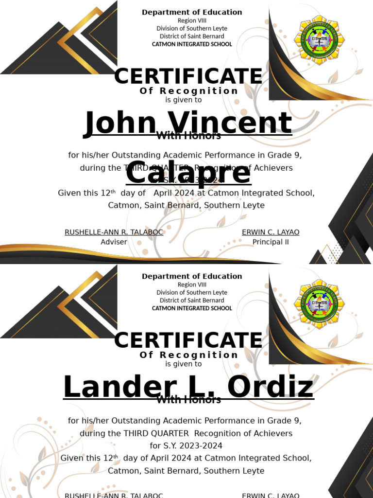 Black Gold Modern Elegant Certificate of Competition Certificate | PDF