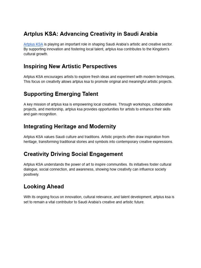 Artplus KSA: Empowering Saudi Creativity | PDF