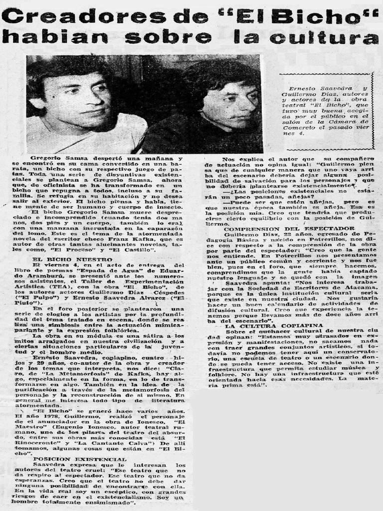 El Bicho Sobre Cultura 1982 | PDF