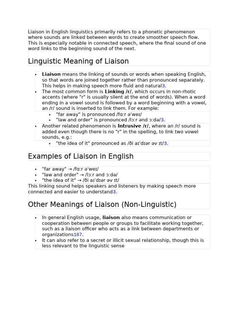 Understanding Liaison in English Speech | PDF