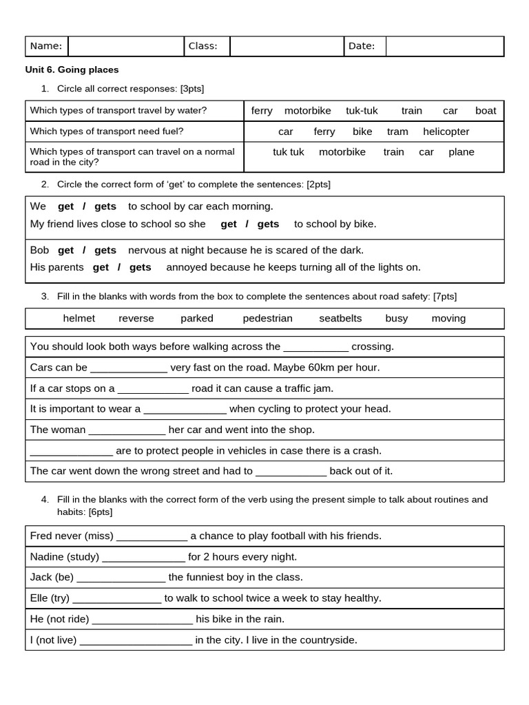 Global English Stage 4 Unit 6 (1) | PDF | Transport