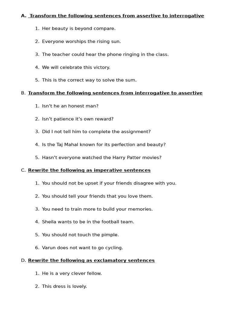 3. Transformation of Sentences | PDF