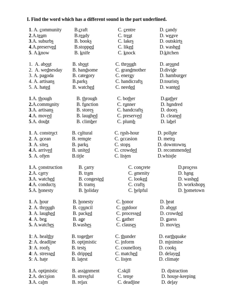 Different Sounds in Words Exercise | PDF