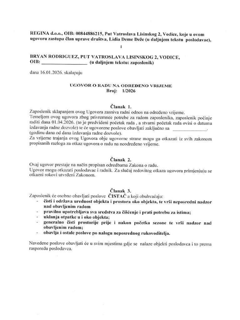 Bryan Rodriguez - Ugovor Za Potpis | PDF