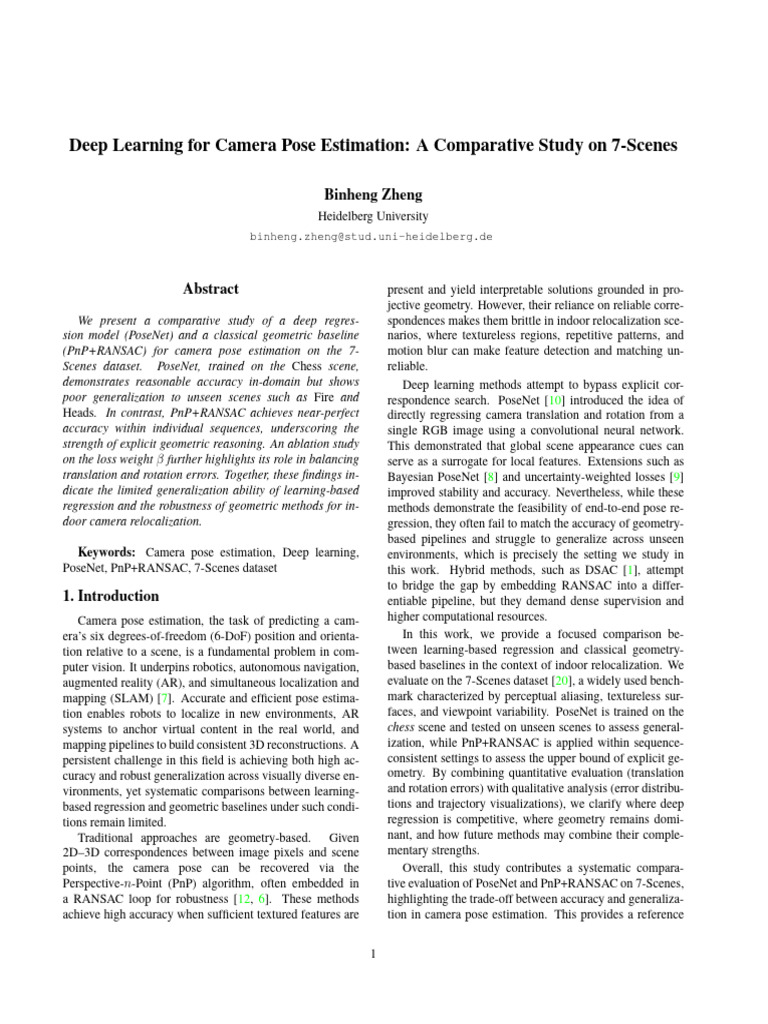 Deep Learning vs Geometry in Pose Estimation | PDF | Deep Learning ...