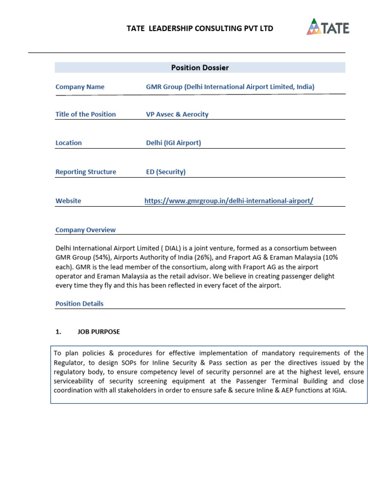 VP Avsec & Aerocity Role at IGI Airport | PDF | Business