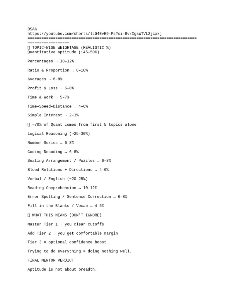 Master Key Topics for Aptitude Success | PDF