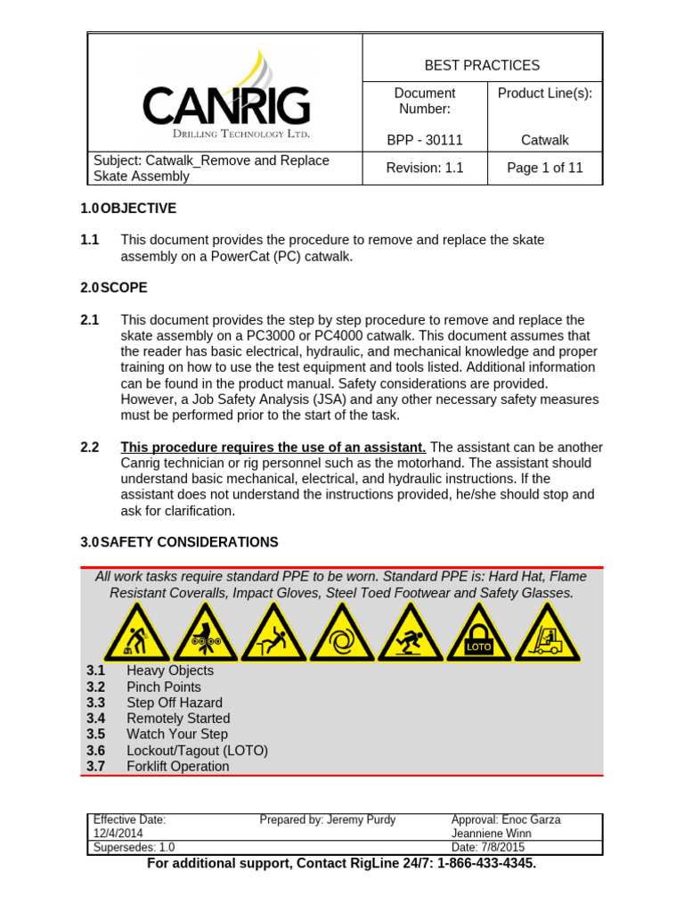 Catwalk_Remove and Replace Skate Assembly (1 0) | PDF | Safety | Equipment