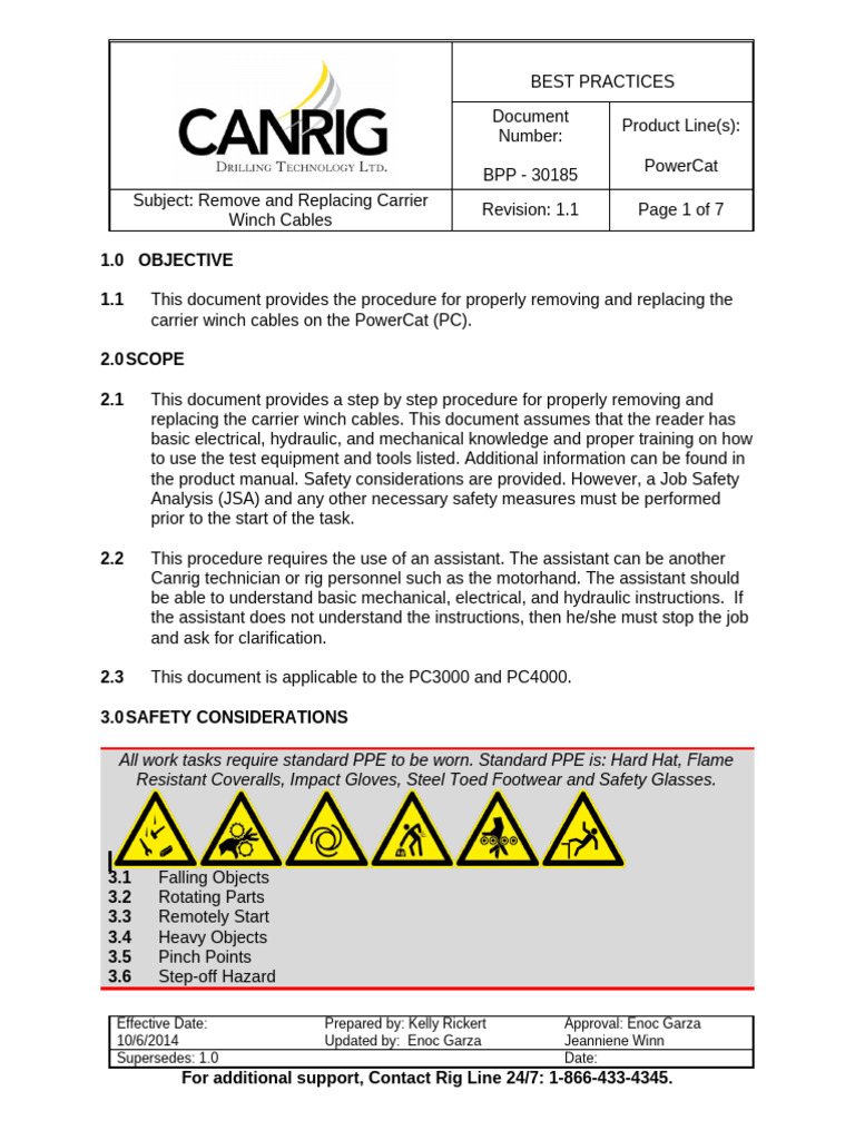 Catwalk_Remove and Replace Carrier Winch Cables (1.1) | PDF | Personal ...