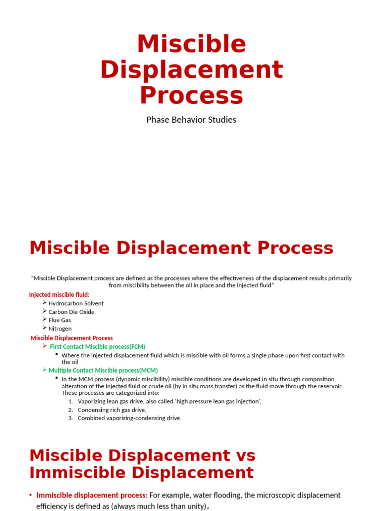 Miscible Displacement Process Overview | PDF | Phase (Matter ...