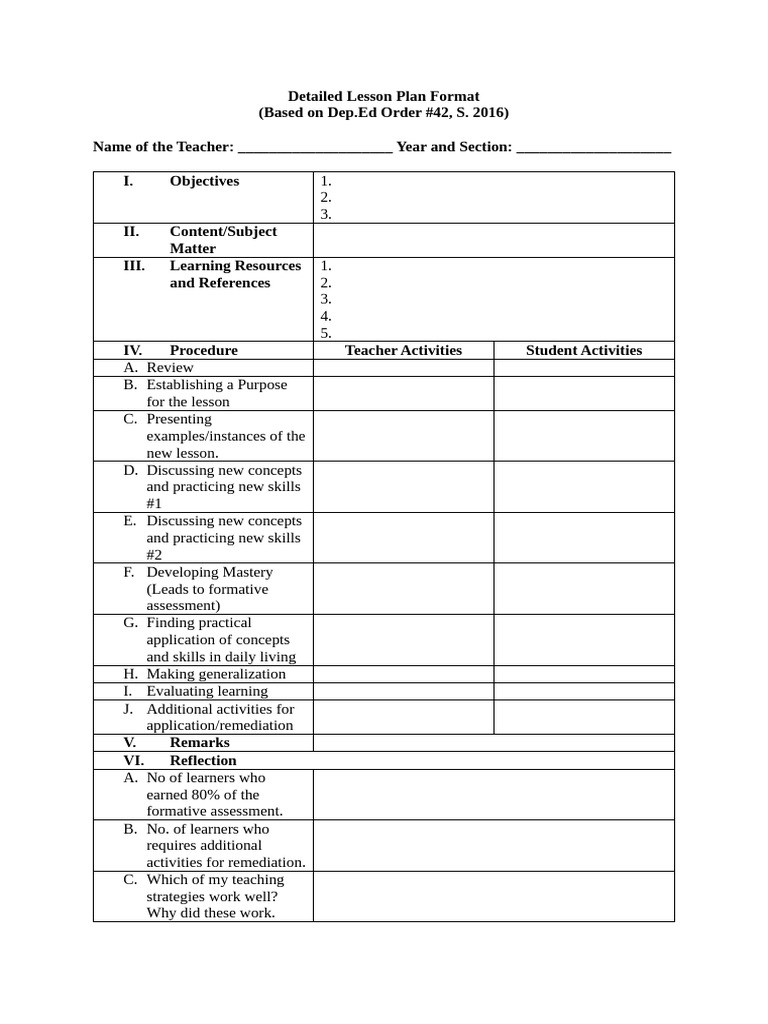 Comprehensive Lesson Plan Template | PDF
