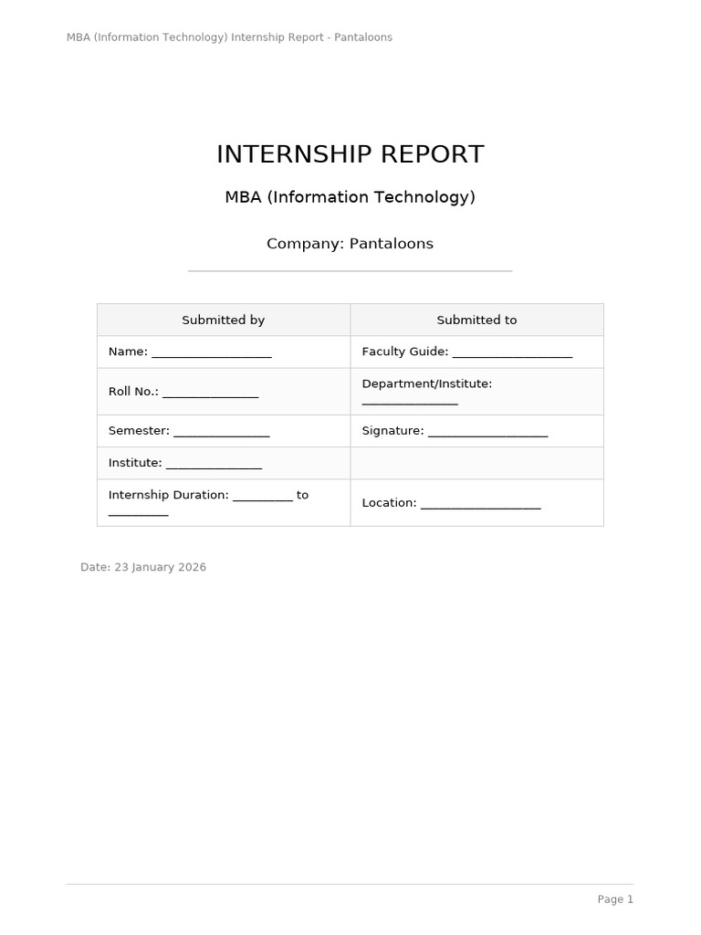 MBA IT Internship Report at Pantaloons | PDF | Point Of Sale | Customer ...