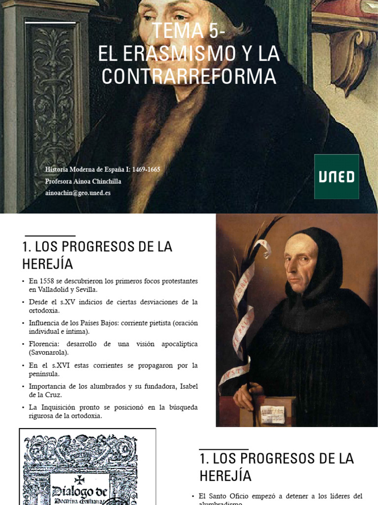 (Presentación PowerPoint) Tema 5. El Erasmismo y la Contrarreforma | PDF | Inquisición española ...