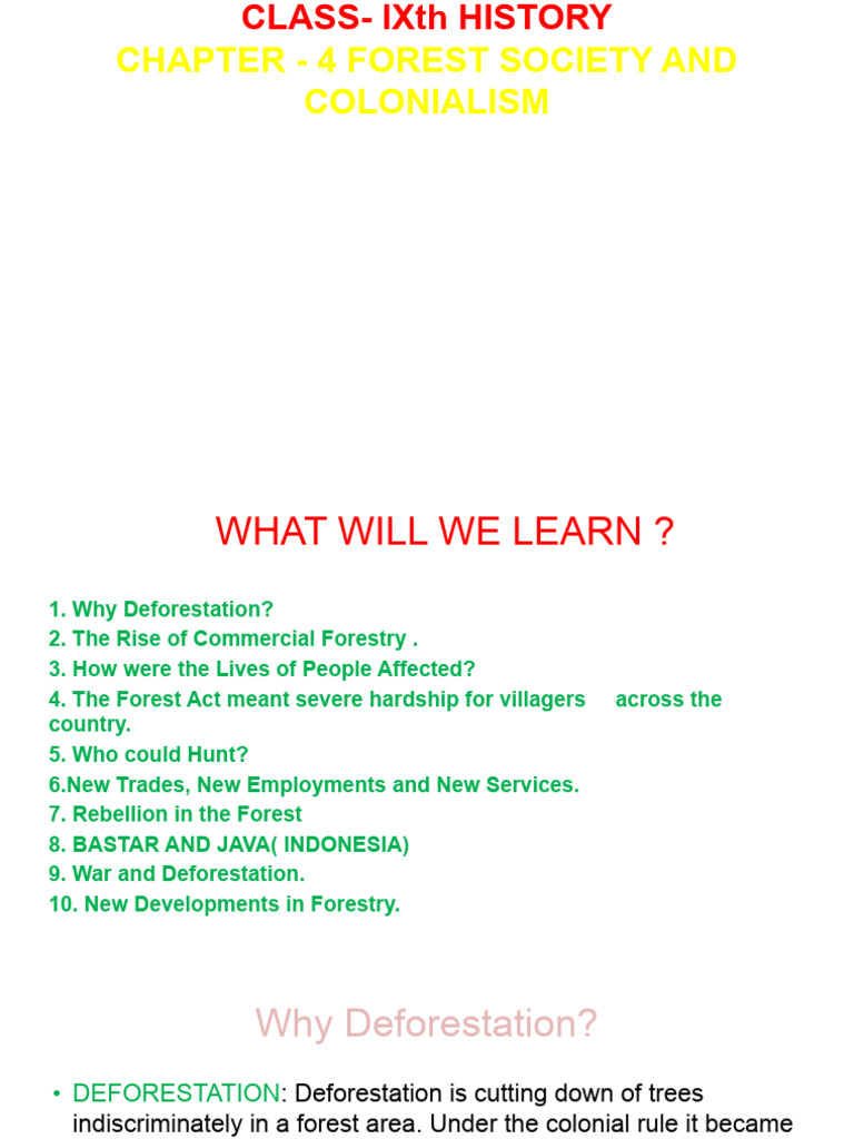 FOREST SOCIETY AND COLONIALISM.pptx(1) | PDF | Deforestation | Forests