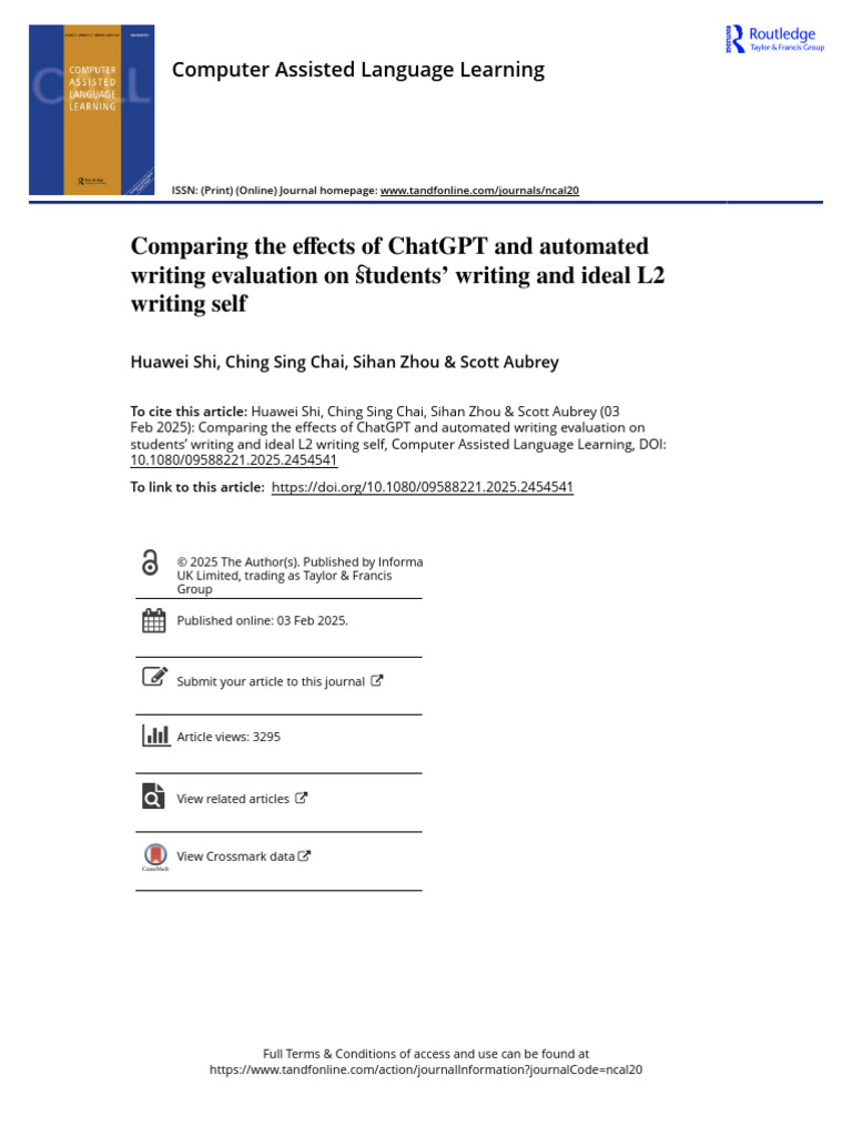 Comparing the Effects of ChatGPT and Automated Writing Evaluation on ...