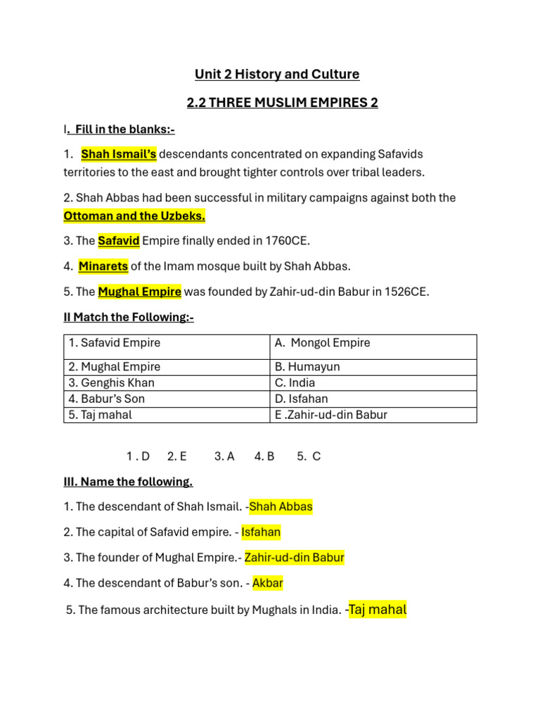 Year 8 2.12 Three Muslim Empires 2 | PDF