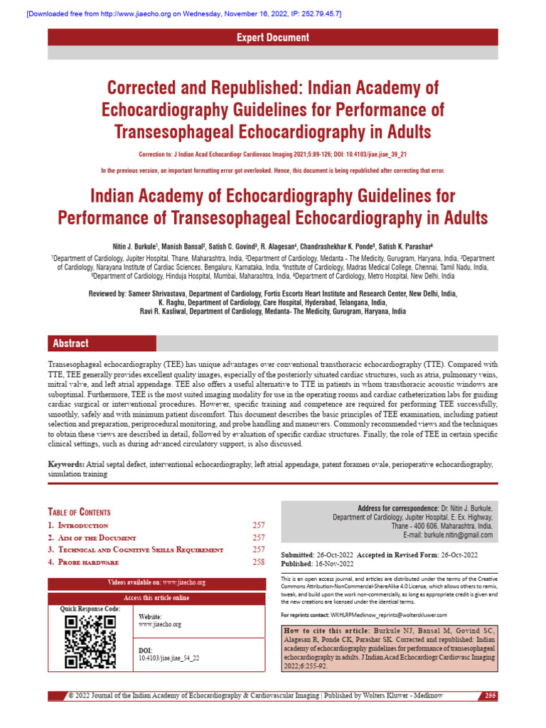 1. IAE Guidelines | PDF | Heart Valve | Echocardiography