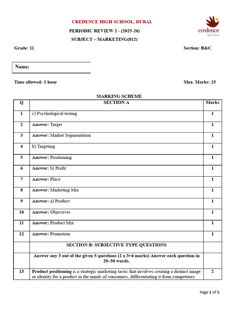 Marketing Exam Review for Grade 11 | PDF | Marketing | Market Segmentation