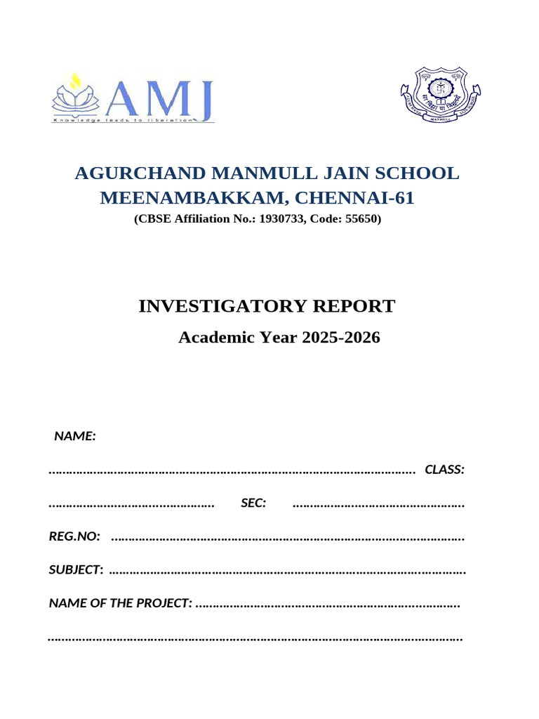 Class Xi Investigatory Report Front Sheet for Cs | PDF