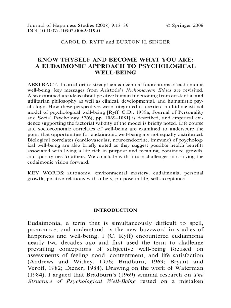 know thyself and becoem what you are | PDF | Well Being | Happiness