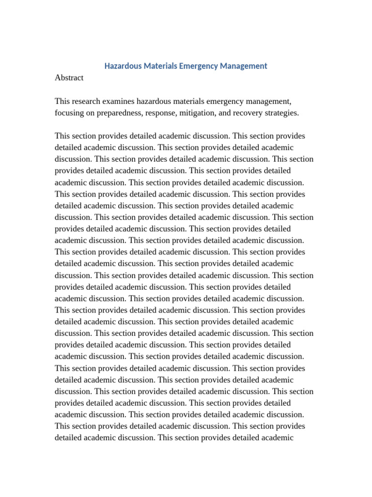 Hazardous Materials Emergency Management Research | PDF | Emergency ...