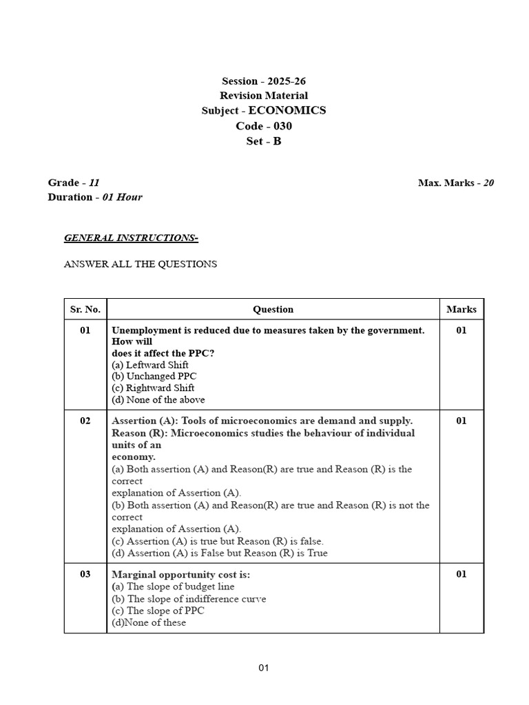Grade 11 Economics Revision Material | PDF | Microeconomics ...