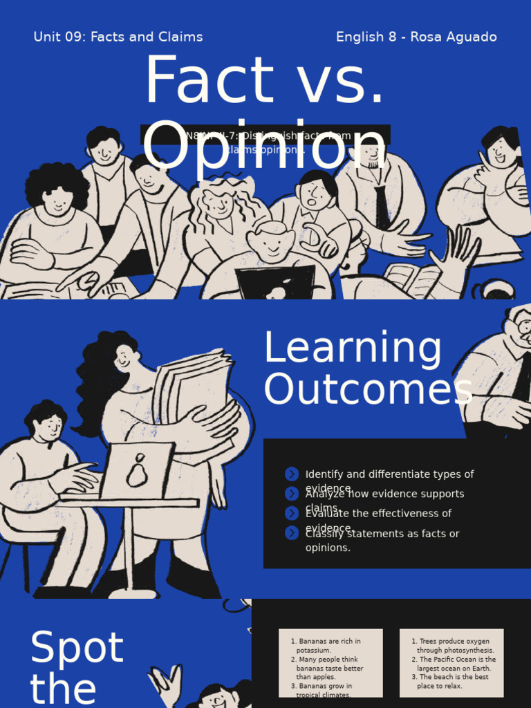 Fact vs. Opinion ELA Presentation in Blue and Black Lined and ...