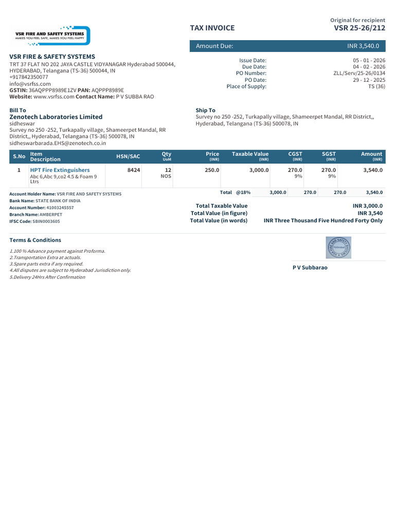 Tax Invoice for Fire Safety Equipment | PDF | Government Finances ...