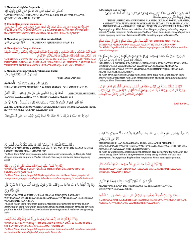 DZIKIR DAN DOA SETELAH SHALAT | PDF