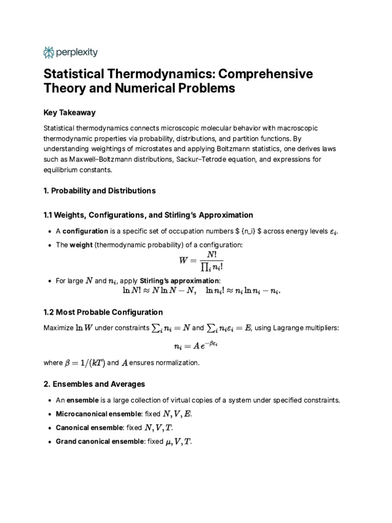Statistical Thermodynamics_ Comprehensive Theory A | PDF | Statistical ...