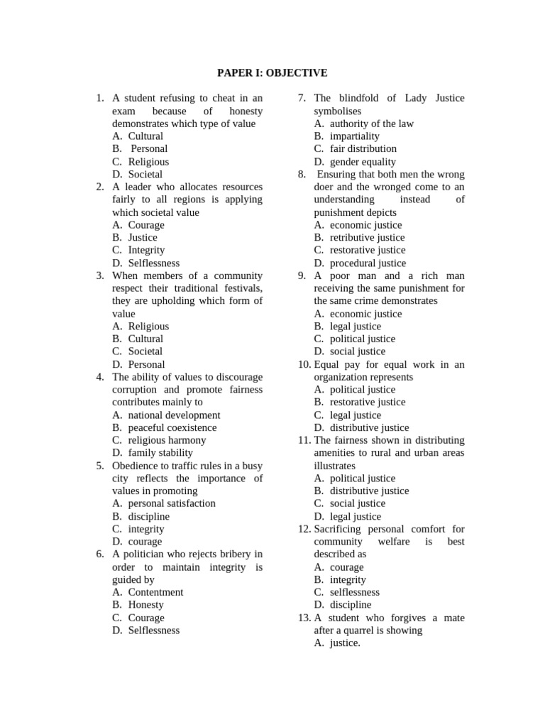 First Term Ss 1 Civic Education Exam Questions | PDF | Justice | Crime ...
