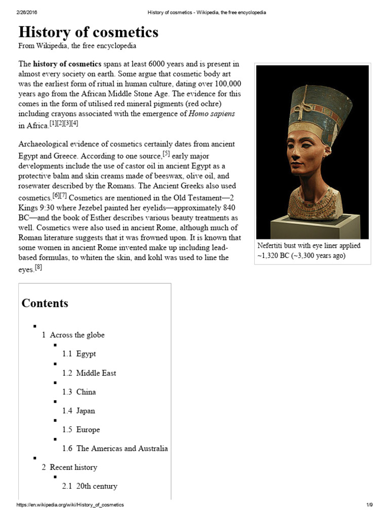 History of Cosmetics Through Ages | PDF | Cosmetics | Plastic Surgery