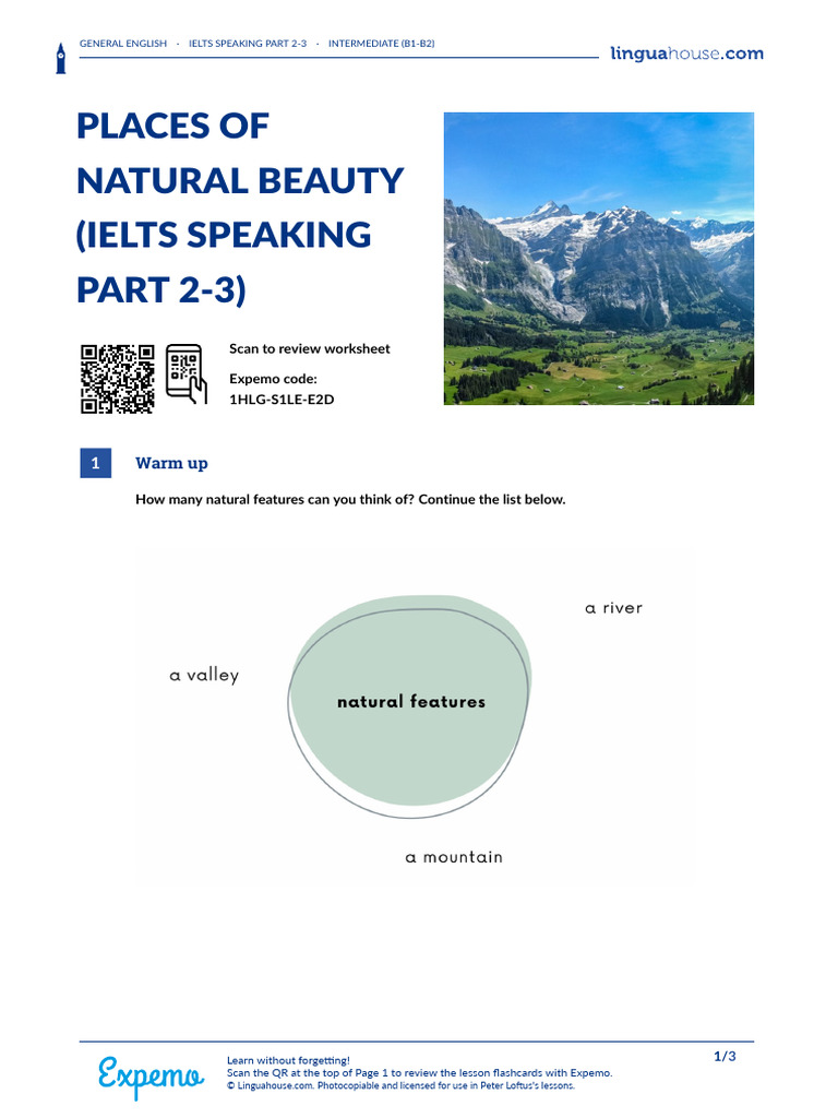 Places of Natural Beauty Ielts Speaking Part 2 3 British English ...