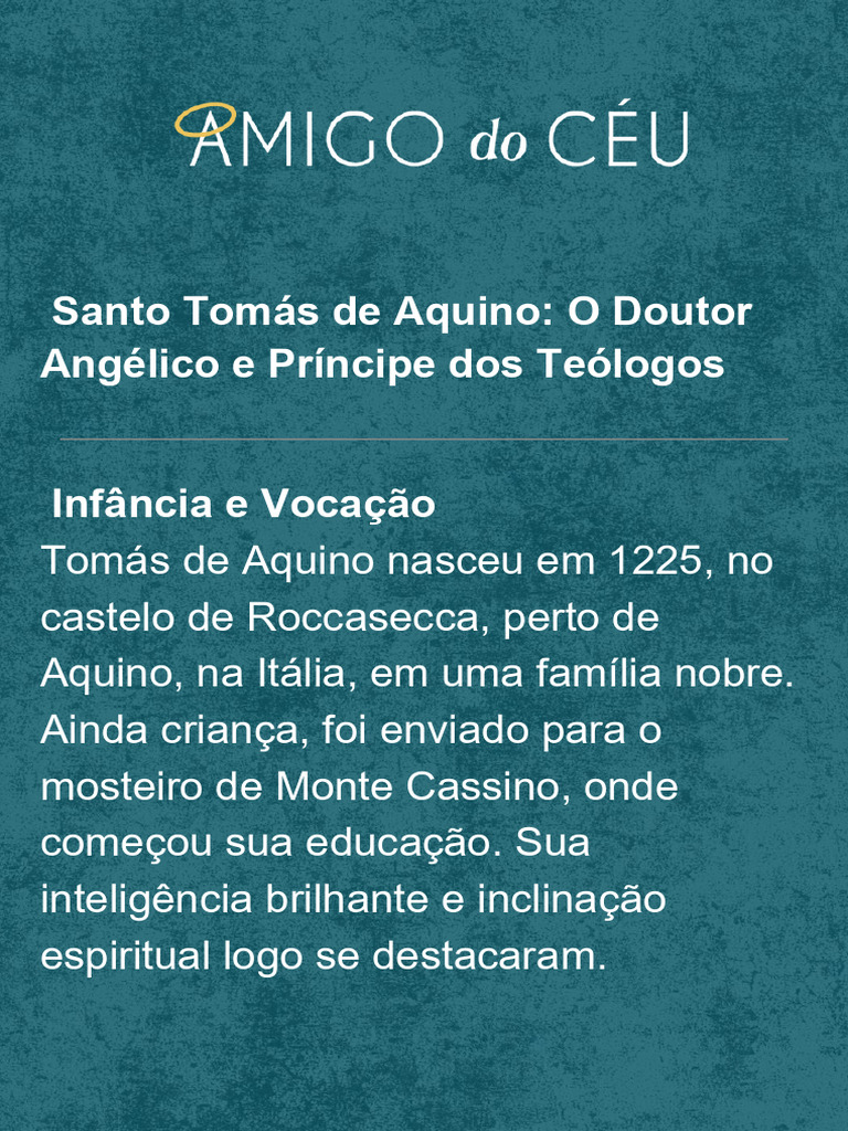 Santo Tomás de Aquino_ O Doutor Angélico e Príncipe Dos Teólogos.docx ...
