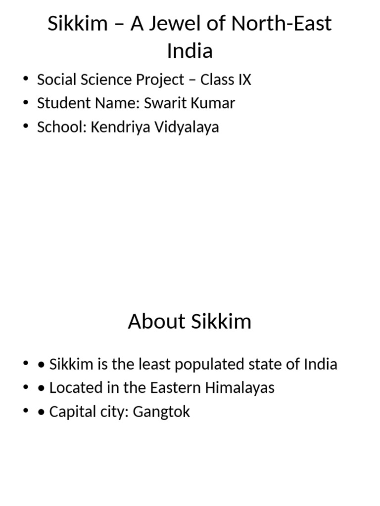 Class 9 SST Project Sikkim New | PDF