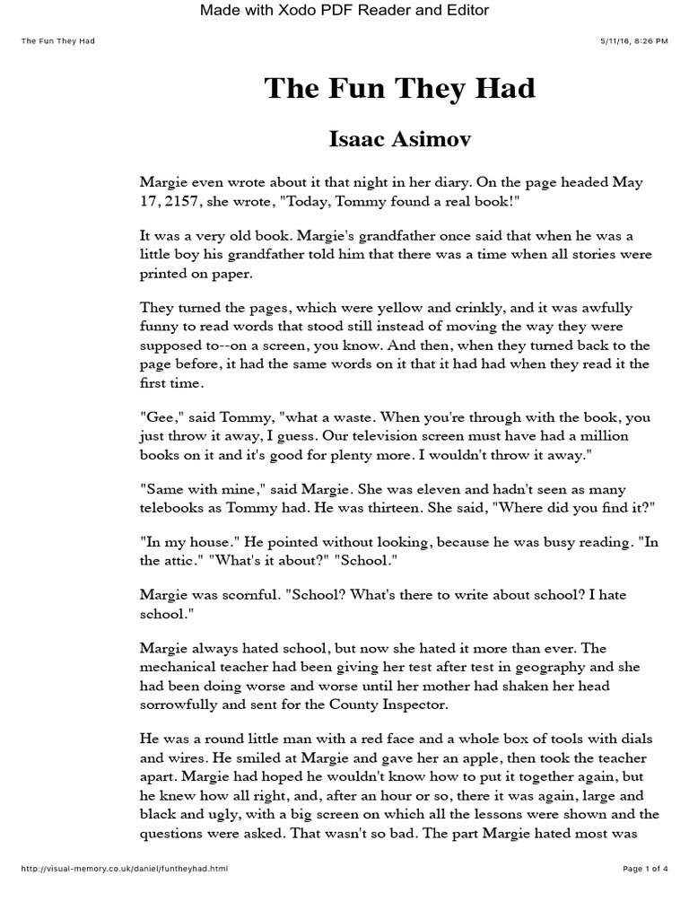 Isaac-Asimov-The-Fun-They-Had-print | PDF