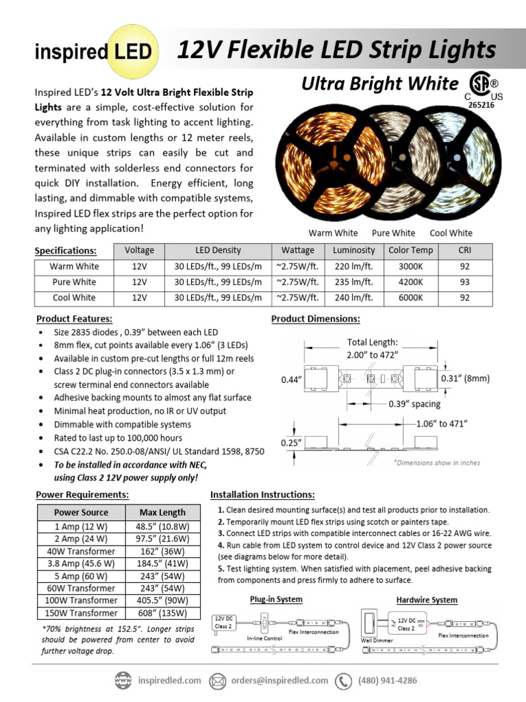 12V UB White Flex Spec 2.2 | PDF | Light Emitting Diode | Lighting