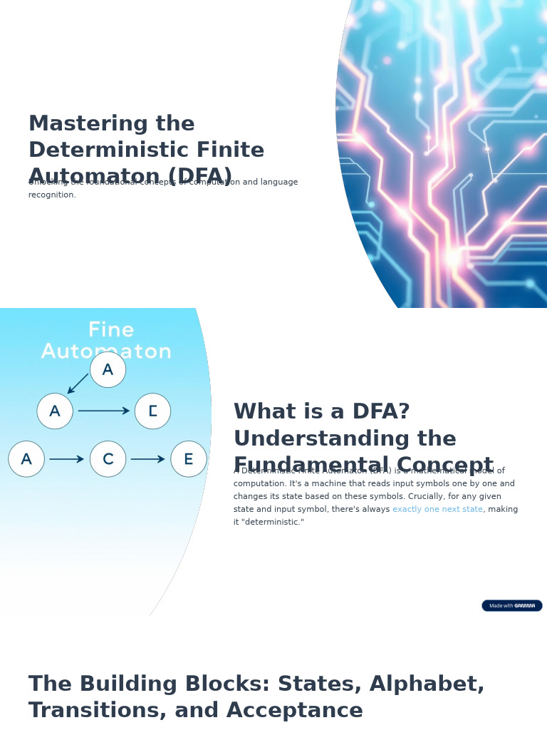 Mastering the Deterministic Finite Automaton DFA | PDF | Computing ...