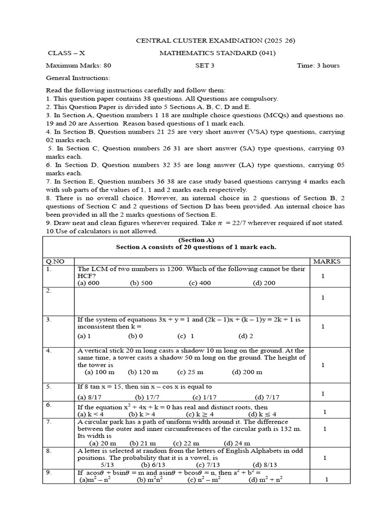 X SET 3 MATHS | PDF | Circle | Triangle
