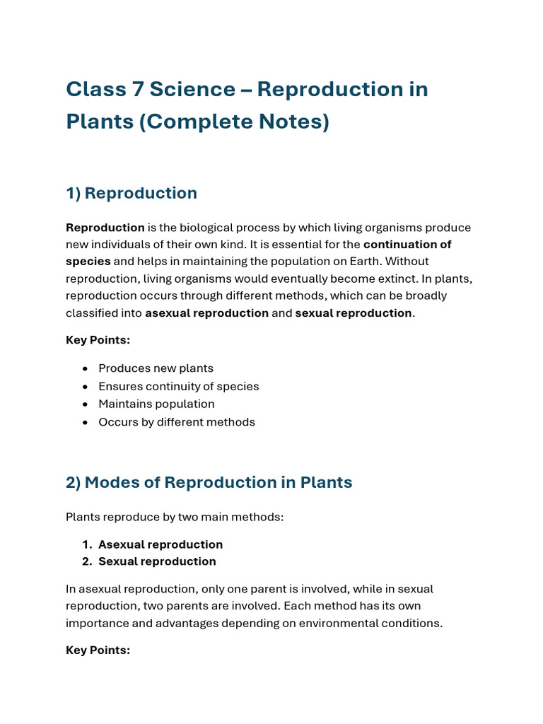 Reproduction in Plants | PDF | Reproduction | Pollination