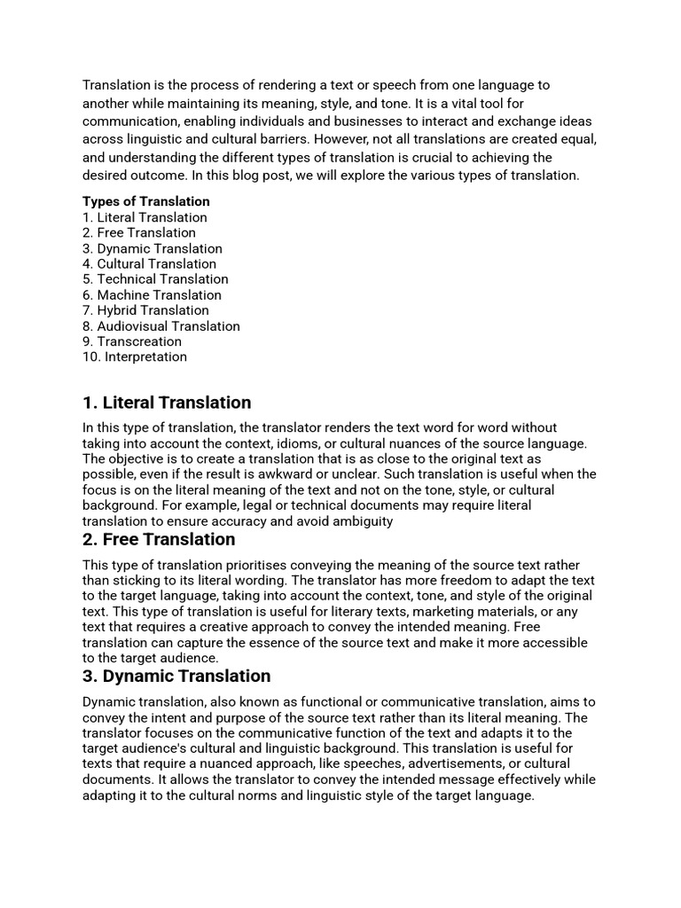 Types of Translation | PDF | Translations | Language Interpretation