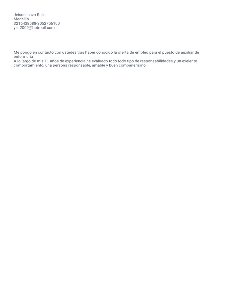 Hoja de Vida Jeison Ax | PDF | Enfermería | Hospital