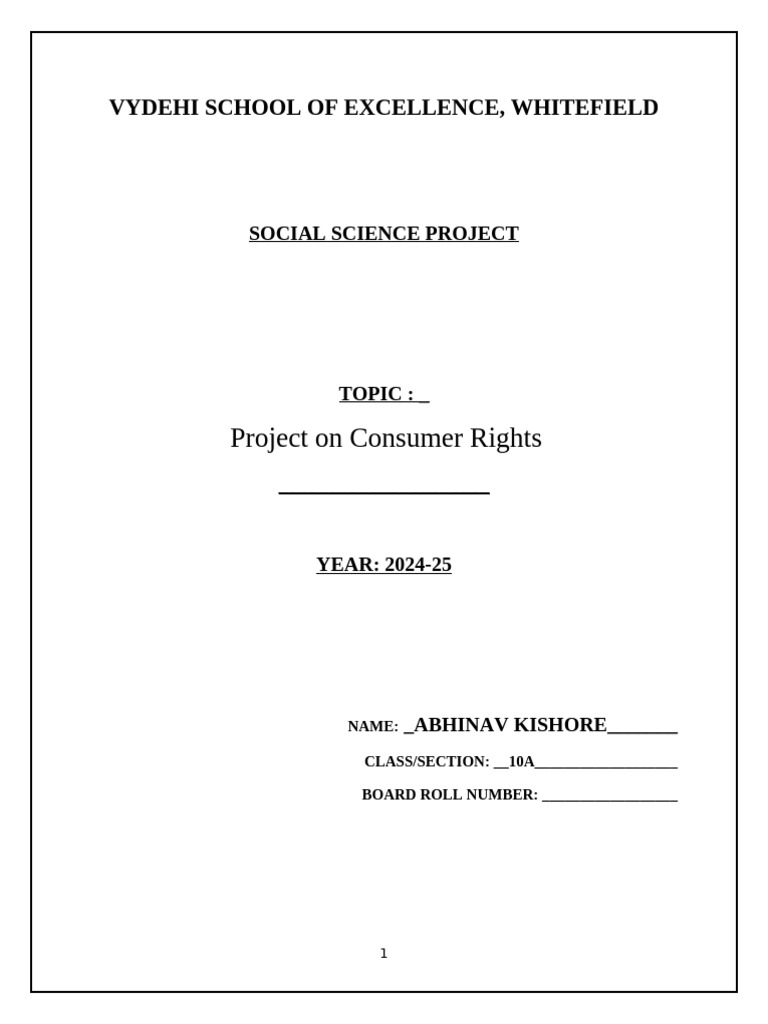 Consumer Rights Awareness Project 2024 | PDF | Consumer Protection ...