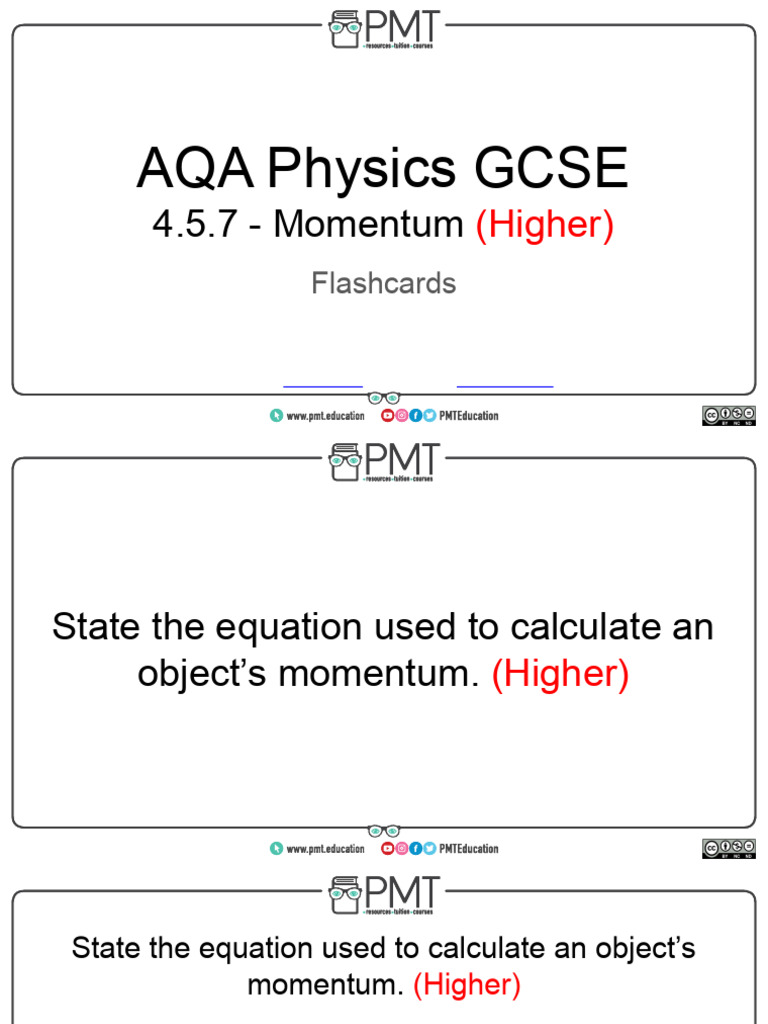 Flashcards - 5.7 Momentum - AQA Physics GCSE | PDF | Momentum | Force