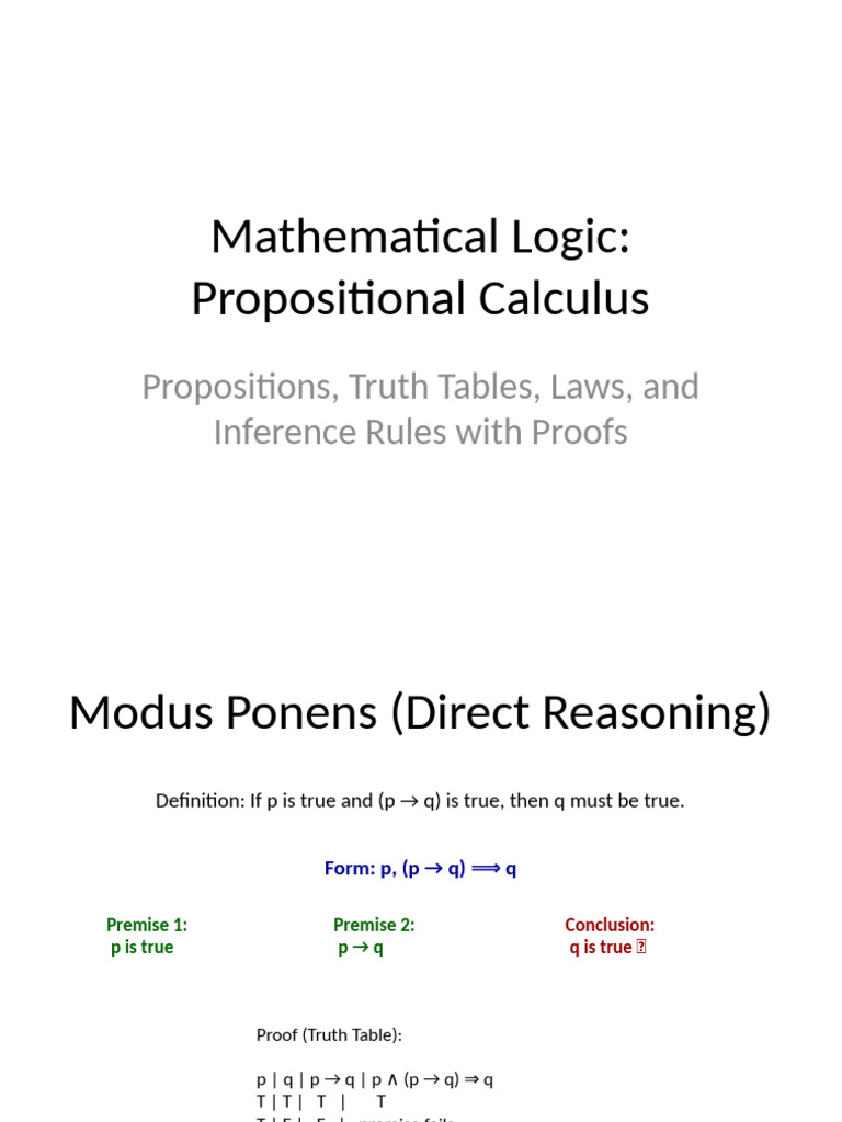 Propositional Logic: Inference Rules Explained | PDF | Logic ...