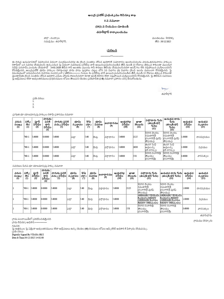 Form 8 Chennuru Sirigiri | PDF