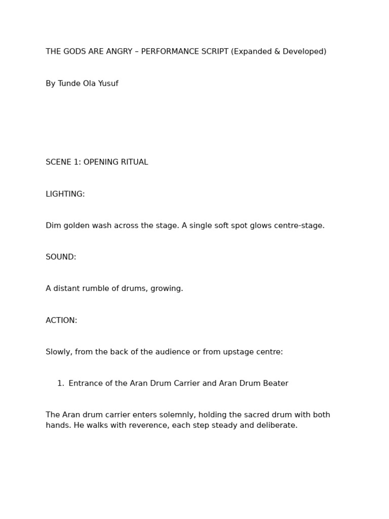 Gods' Warning: A Ritual Drama Script | PDF