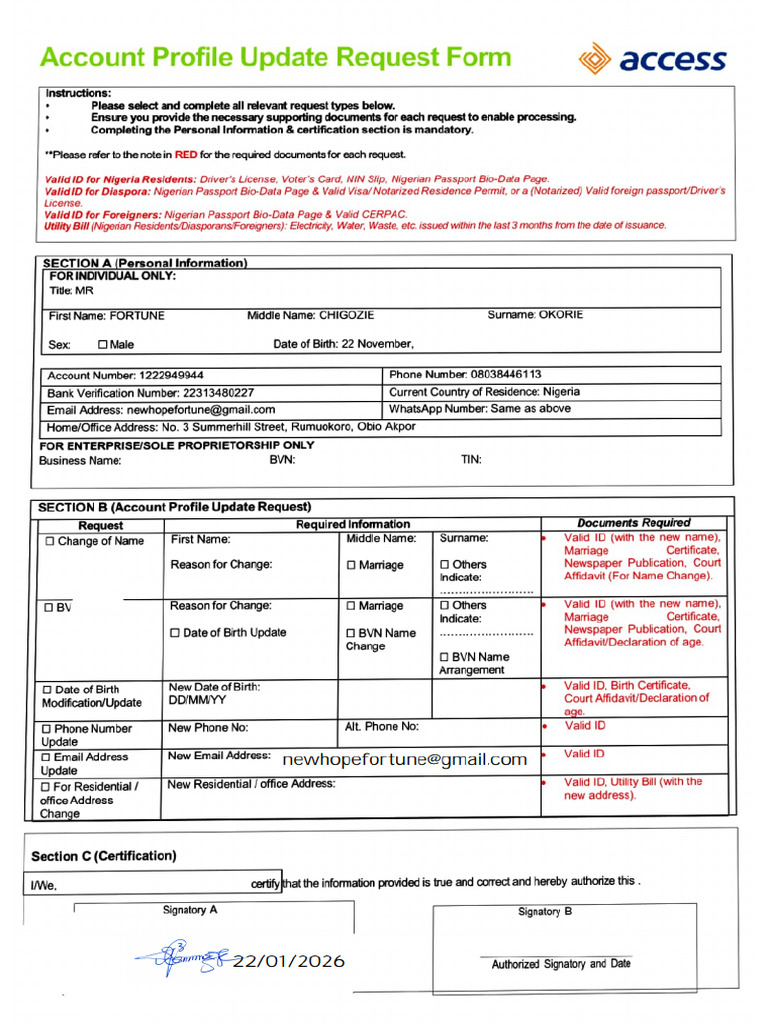 Account Profile Update (1) | PDF