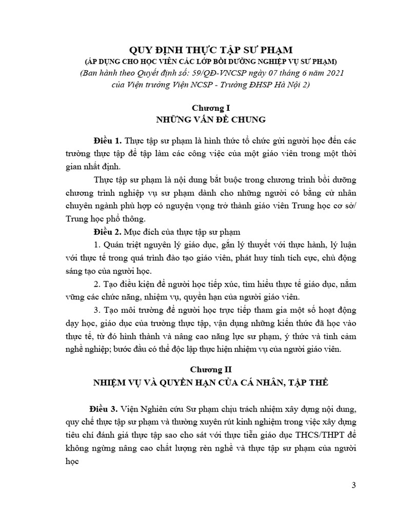 Quy Định Thực Tập Thcs Thpt (3) | PDF