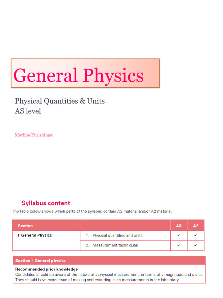 Ch 1 - Gp - (a) Physical Quantities Units | PDF | International System ...